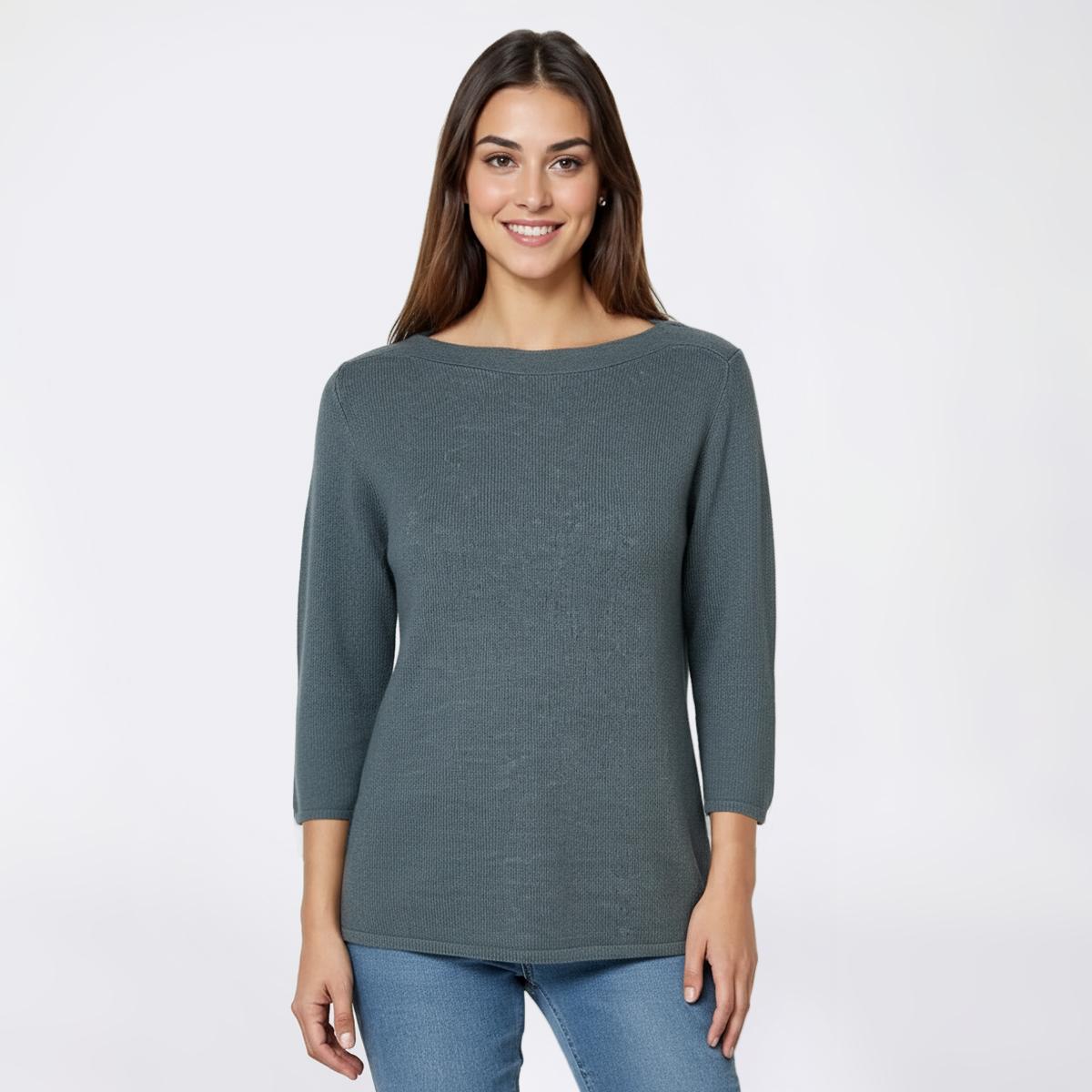 Click here for Womens Leo & Nicole 3/4 Sleeve Solid Bateau Sweate... prices